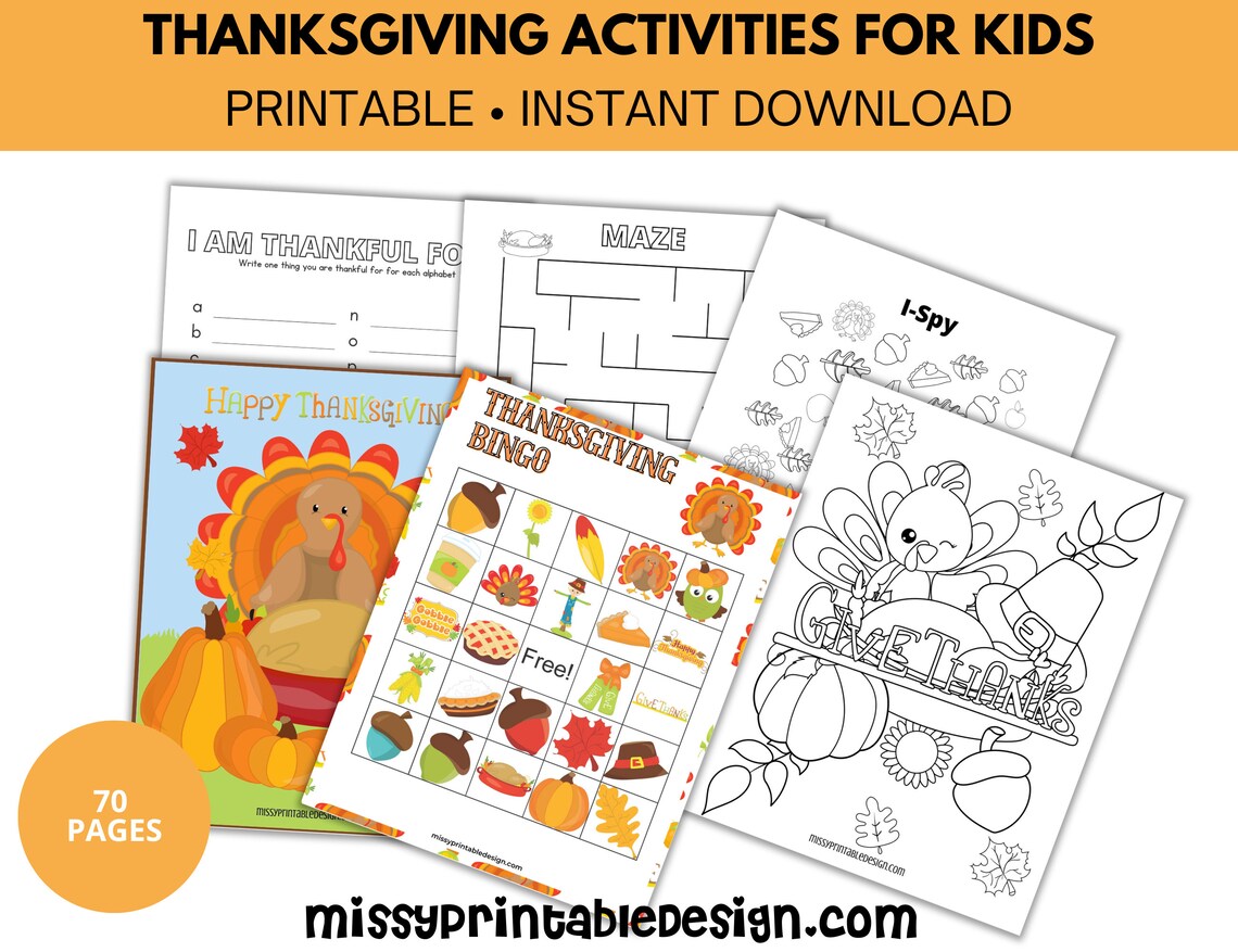 Thanksgiving Activity Pack for Kids – Missy Printable Design, LLC