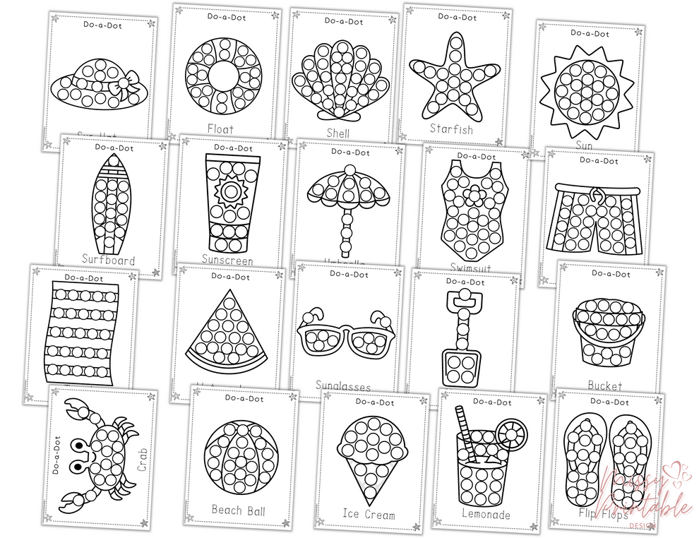 Summer Dot Maker Coloring Pages – Missy Printable Design, LLC