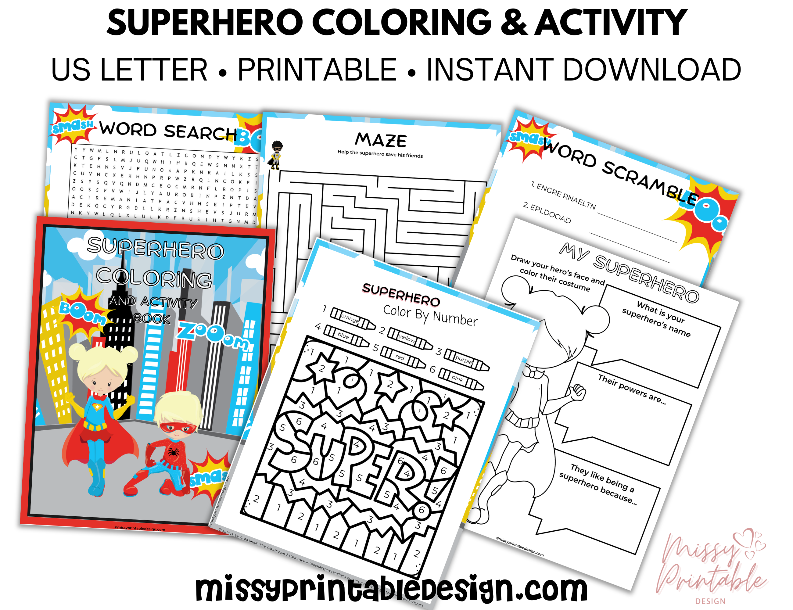 Superhero Activity Pack – Missy Printable Design, LLC