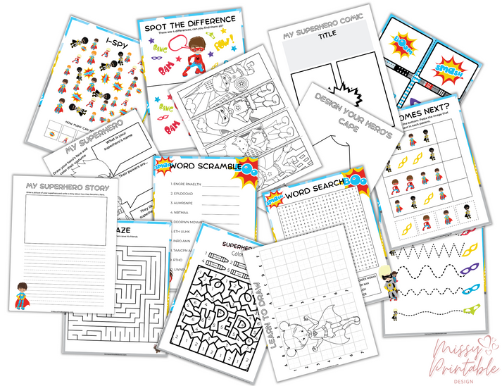 Superhero Activity Pack – Missy Printable Design, LLC