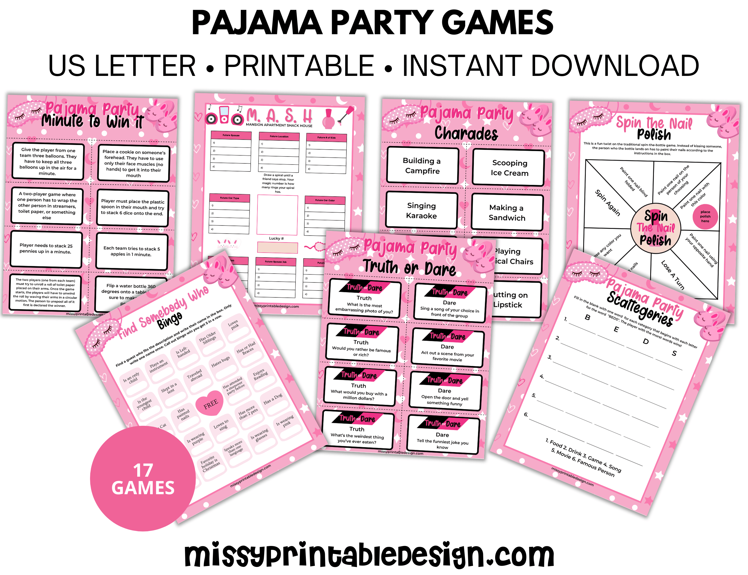 Pajama Party Games – Missy Printable Design, LLC