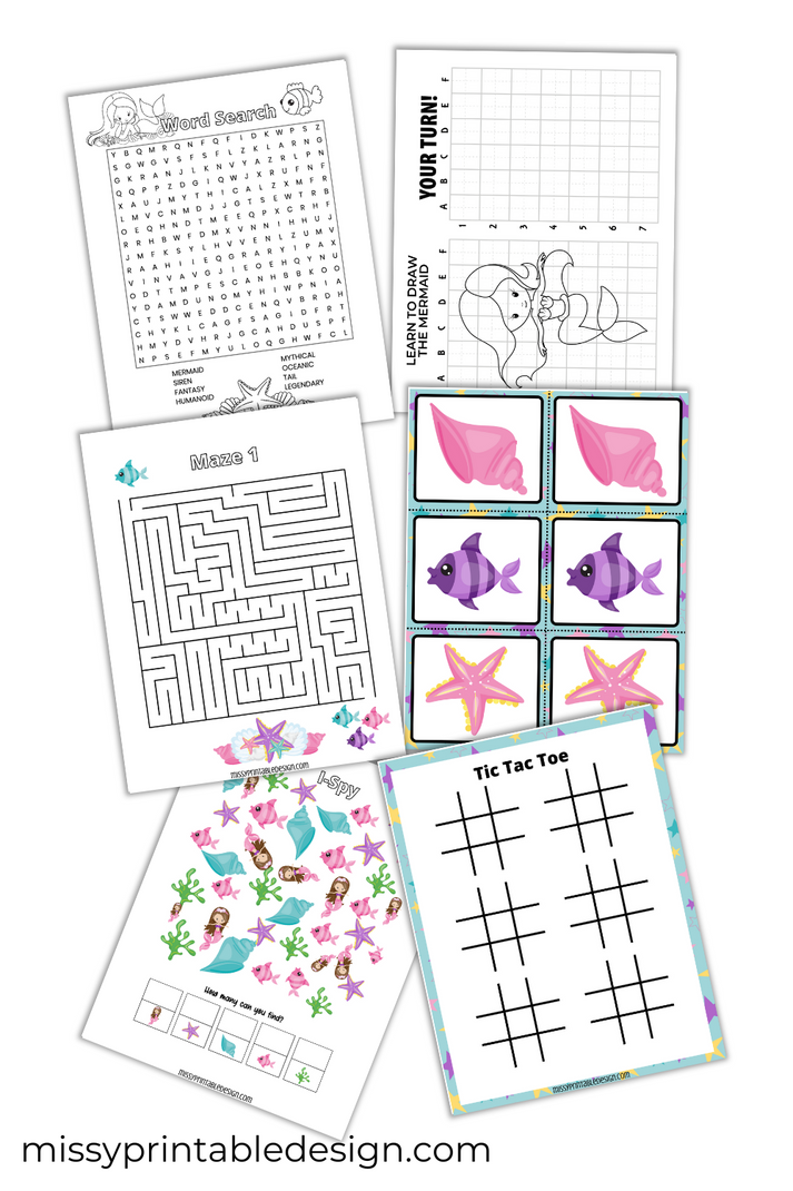 Mermaid Coloring and Activity Pages – Missy Printable Design, LLC