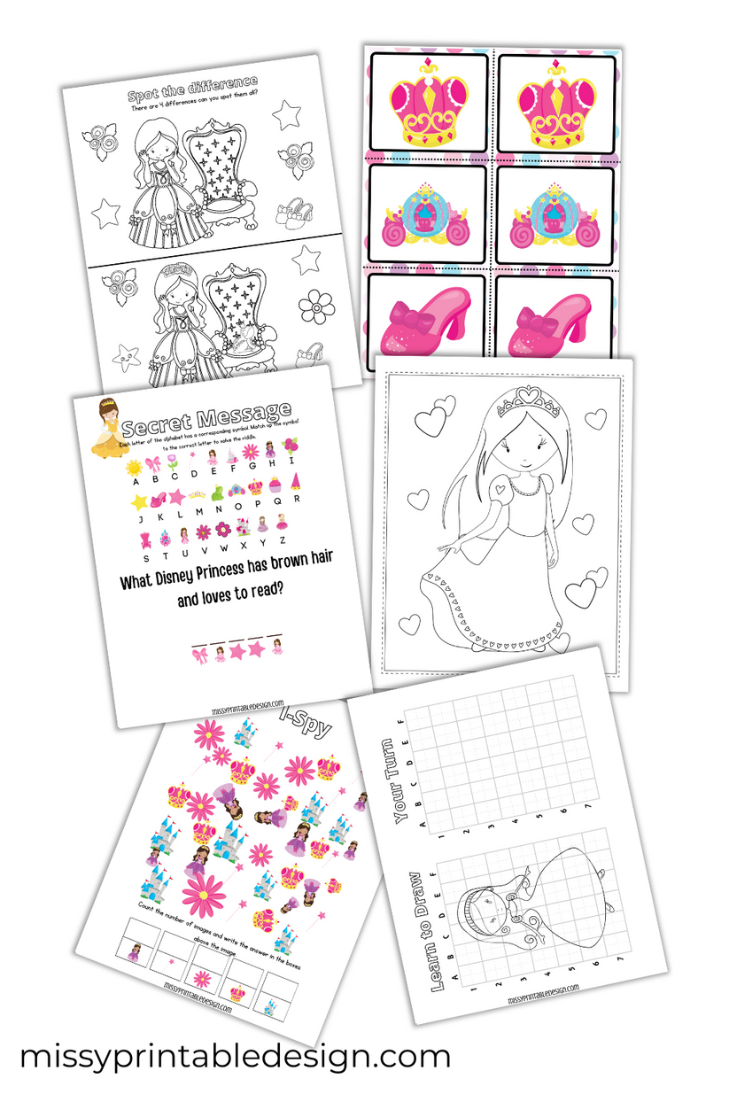 Princess Coloring and Activity Pages – Missy Printable Design, LLC