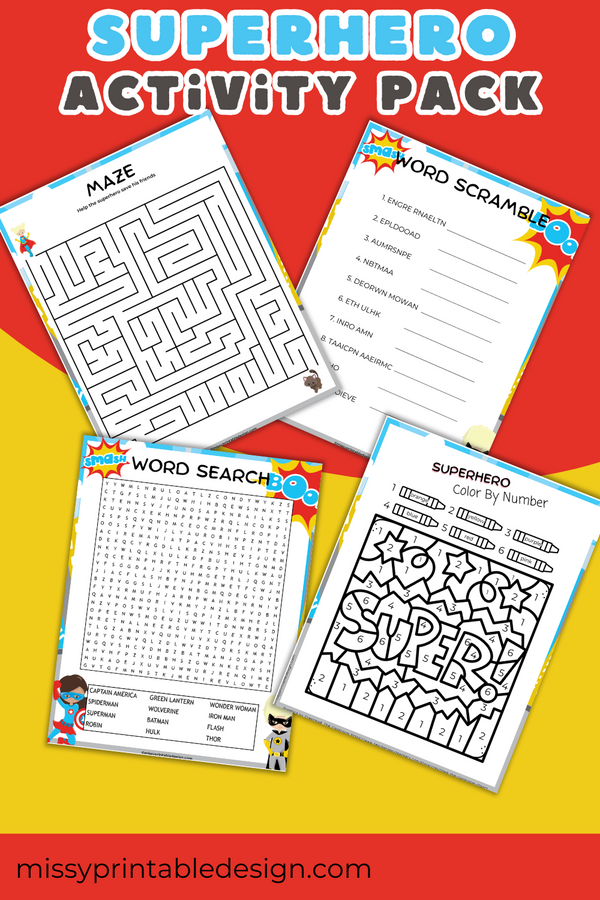 Superhero Activity Pack – Missy Printable Design, LLC