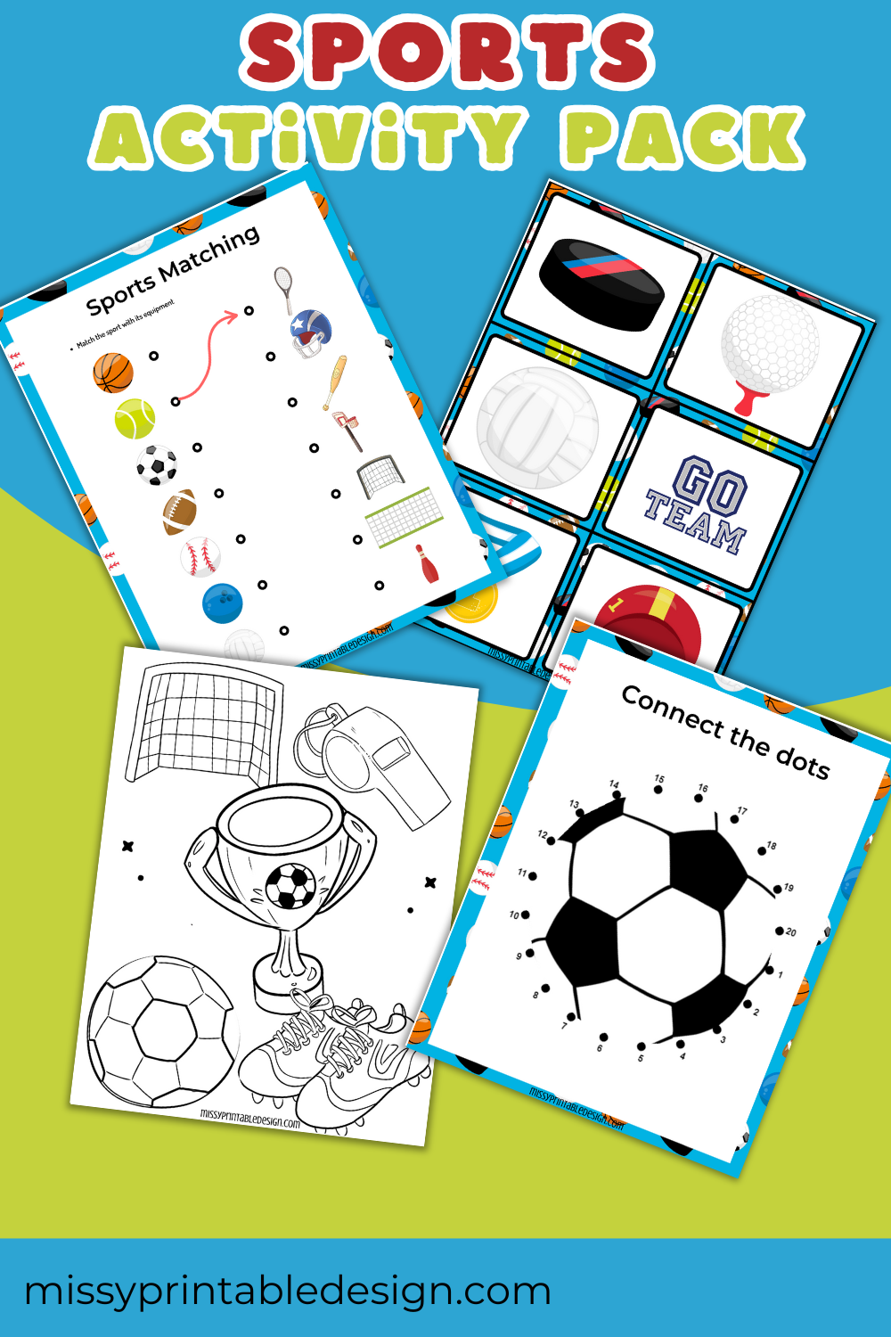 Sports Coloring and Activity Pages – Missy Printable Design, LLC