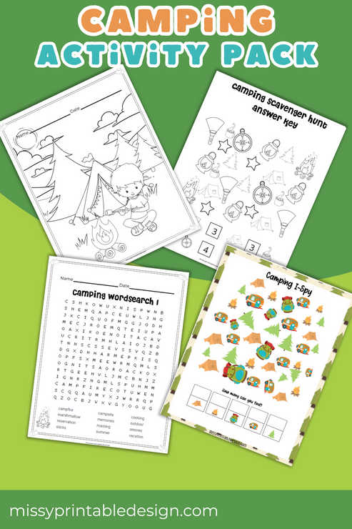 Camping Activity Pages for Kids – Missy Printable Design, LLC