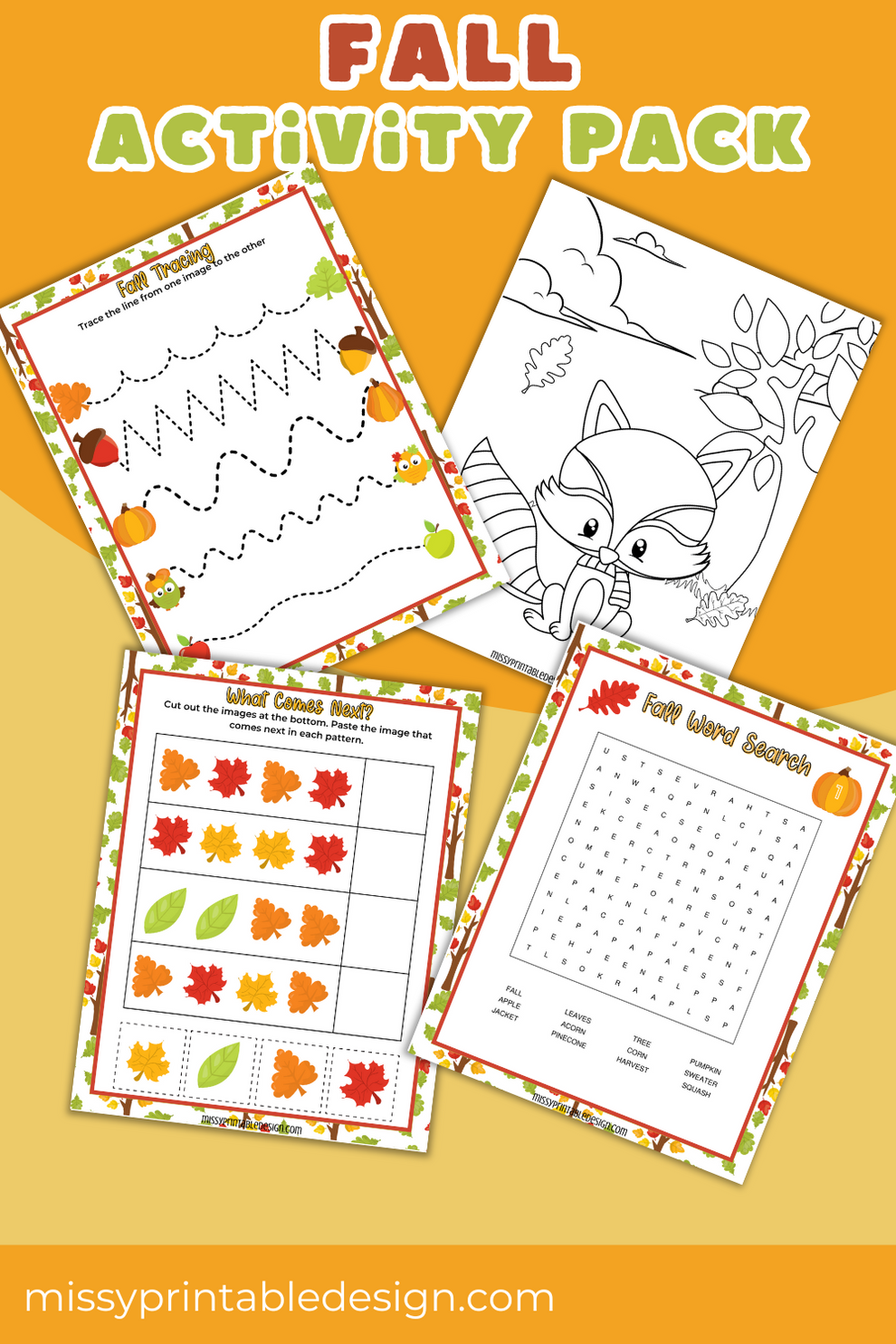 Fall Activity Pack for Kids – Missy Printable Design, LLC
