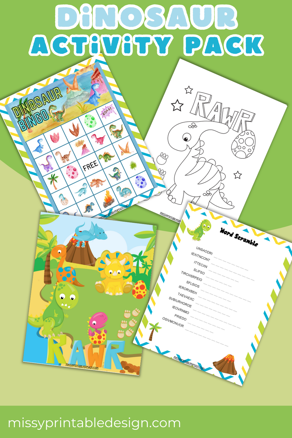 Dinosaur Activity Pack – Missy Printable Design, LLC