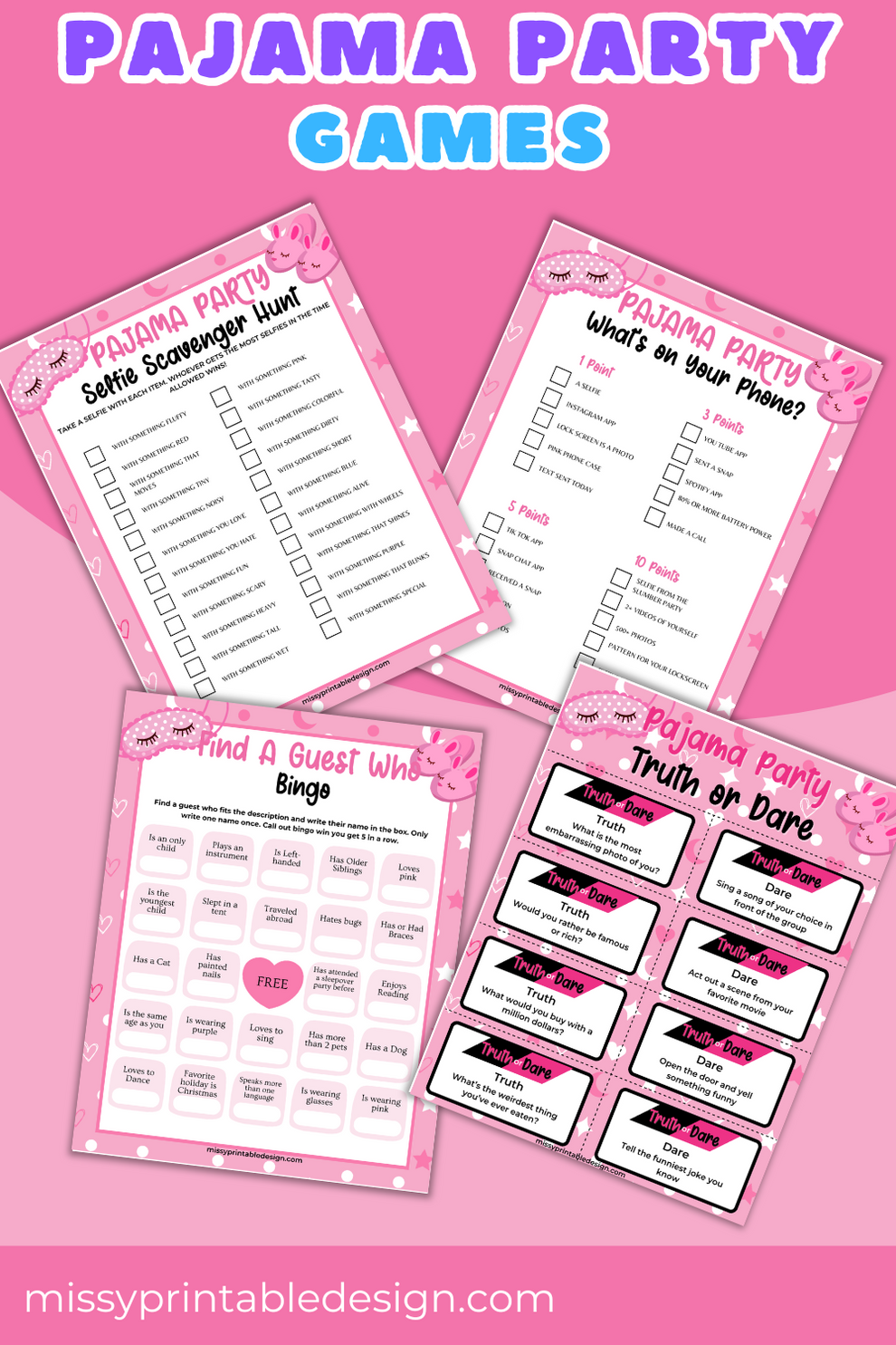 Pajama Party Games – Missy Printable Design, LLC
