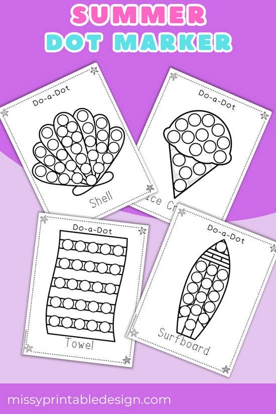 Summer Dot Maker Coloring Pages – Missy Printable Design, LLC