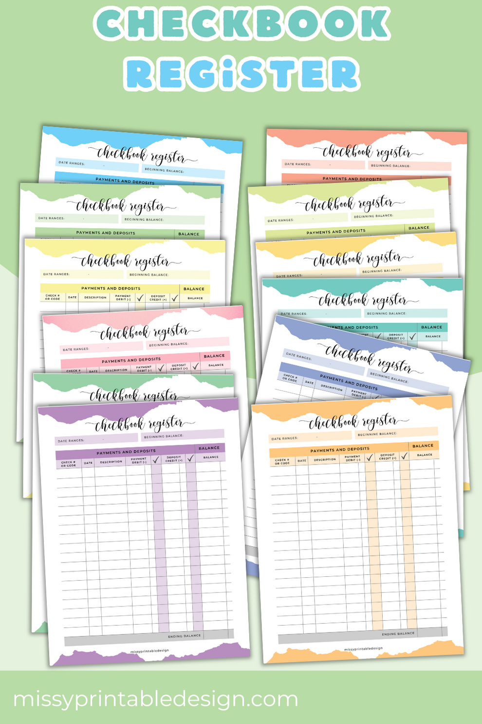 Checkbook Register – Missy Printable Design, LLC
