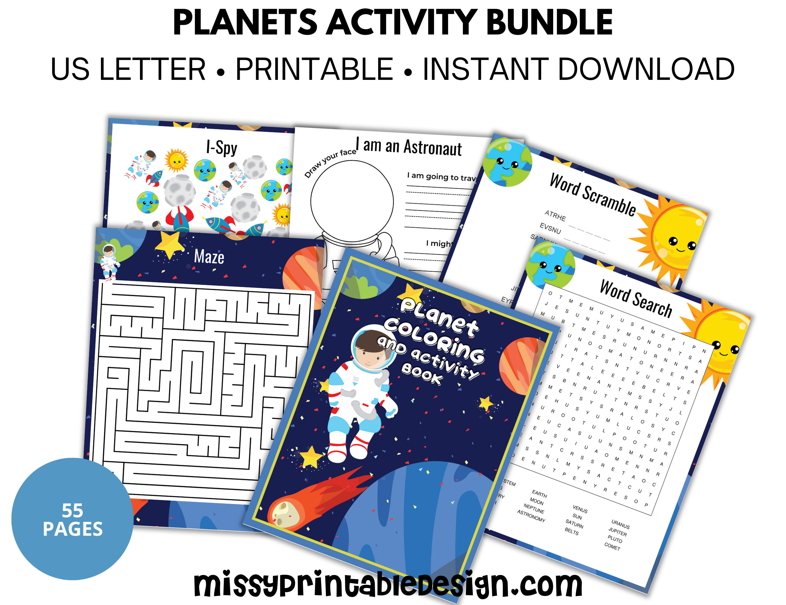 Planet Coloring and Activity Pages – Missy Printable Design, LLC