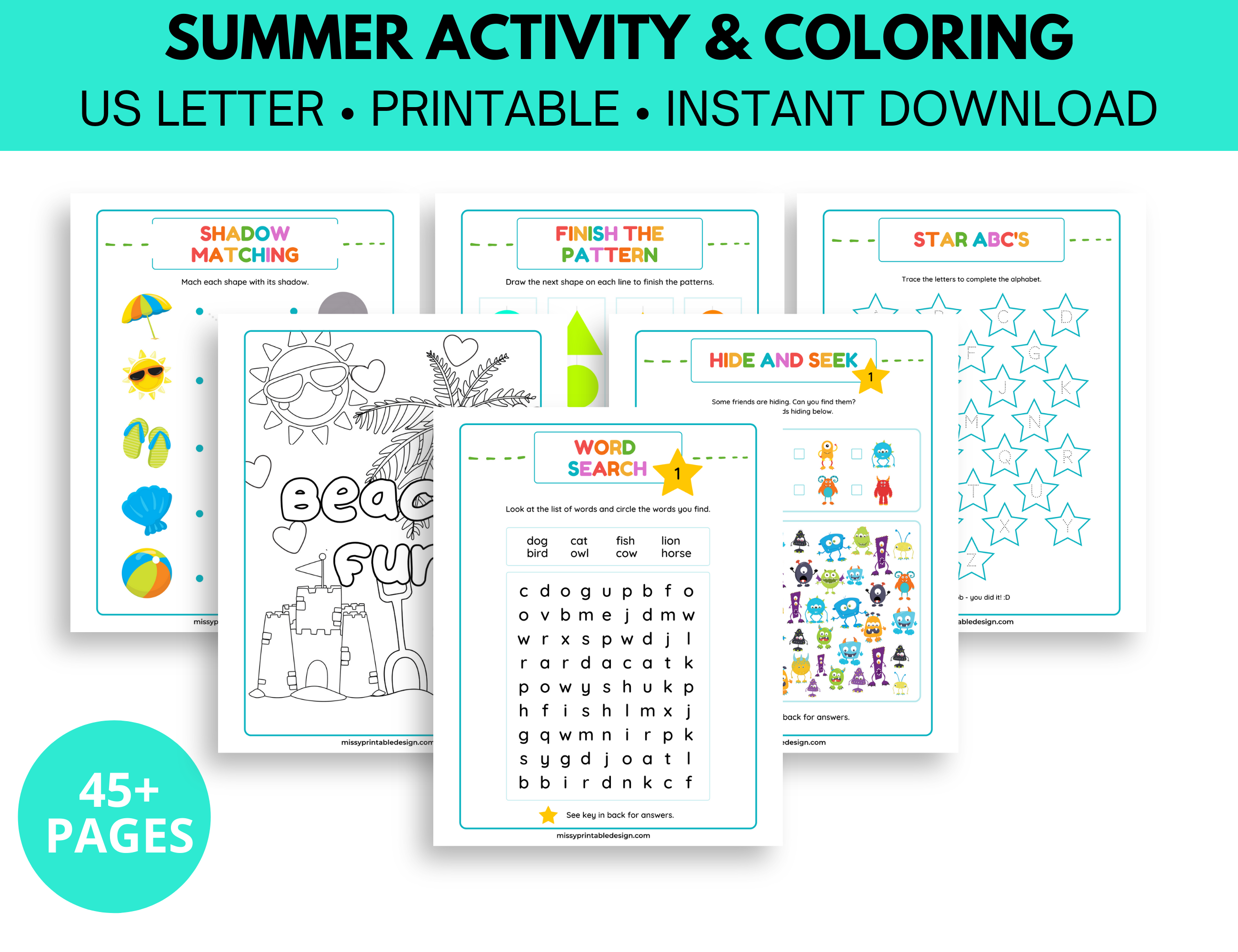 Summer Coloring and Activity Pages – Missy Printable Design, LLC