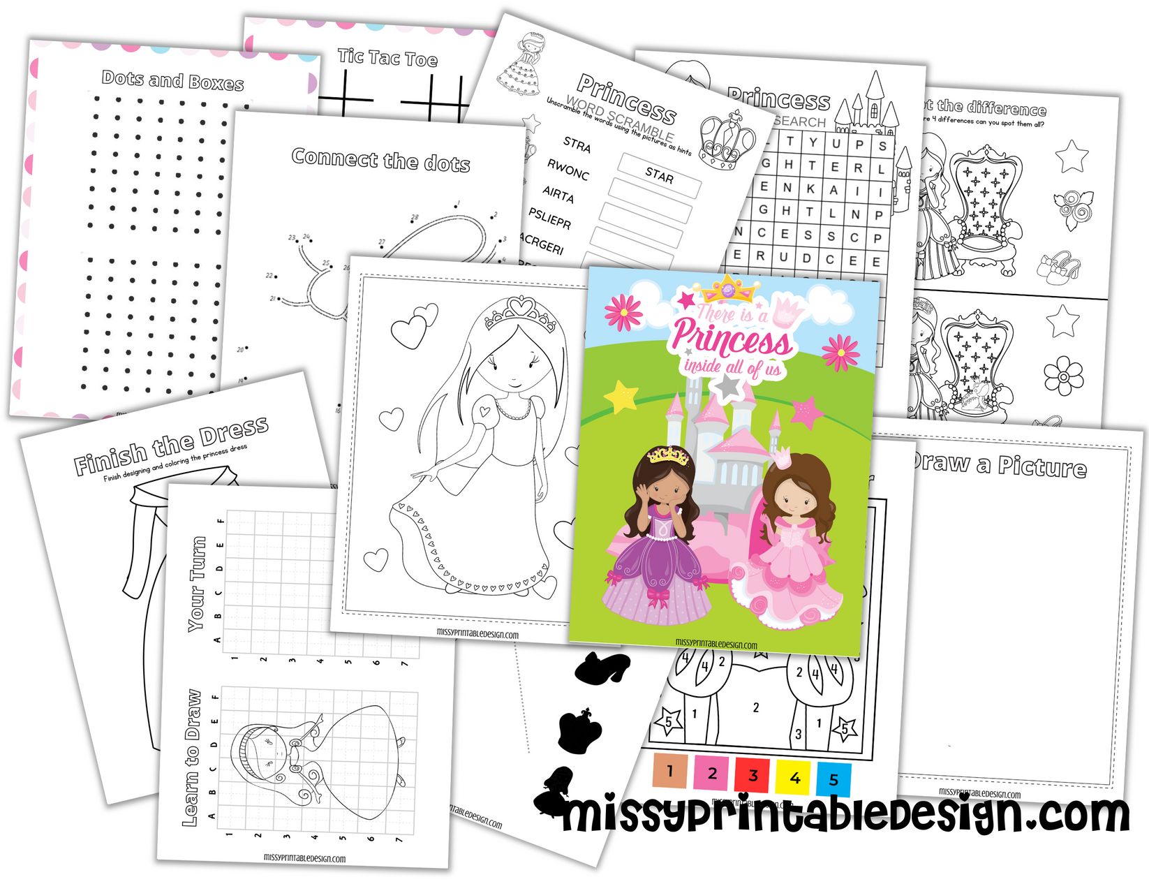 Princess Coloring and Activity Pages – Missy Printable Design, LLC