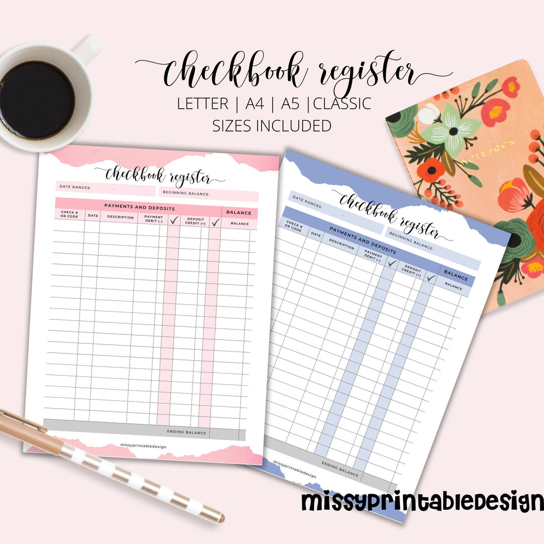 Checkbook Register – Missy Printable Design, LLC