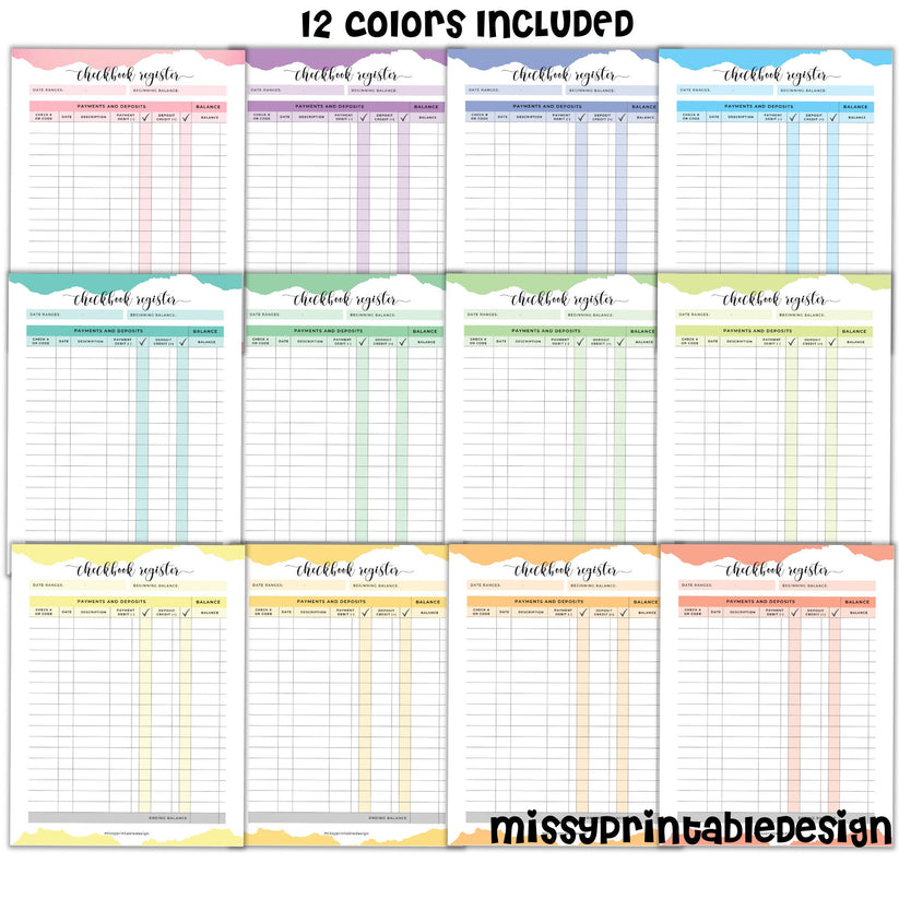 Checkbook Register – Missy Printable Design, LLC